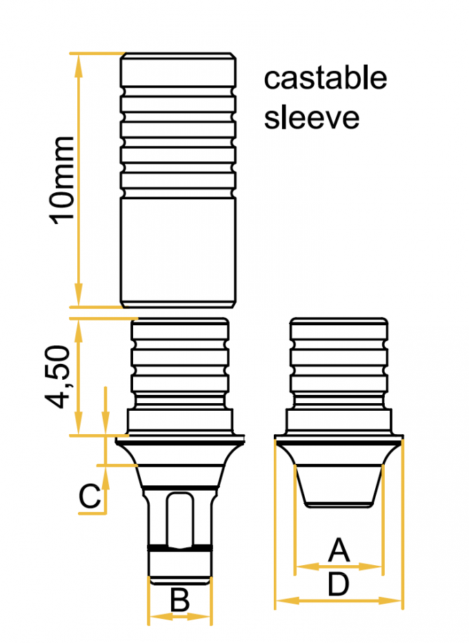 ITI Straumann Bone Level® UCLA CoCr Base Castable Abutment Compatibe NC 3.3mm/ RC 4.1mm